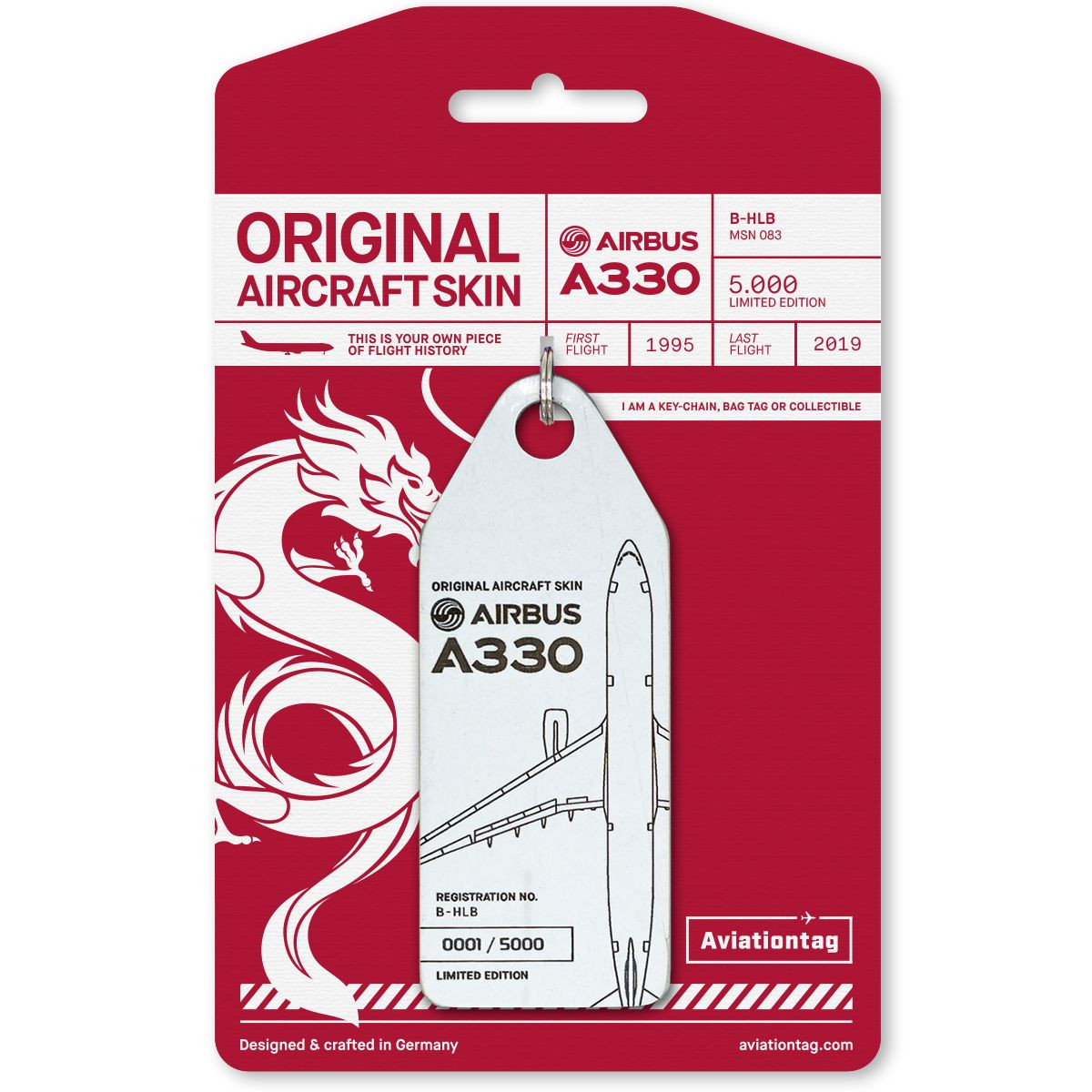 Airbus A330 B-HLB Keychain (Cathay Dragon) B-HLB-01